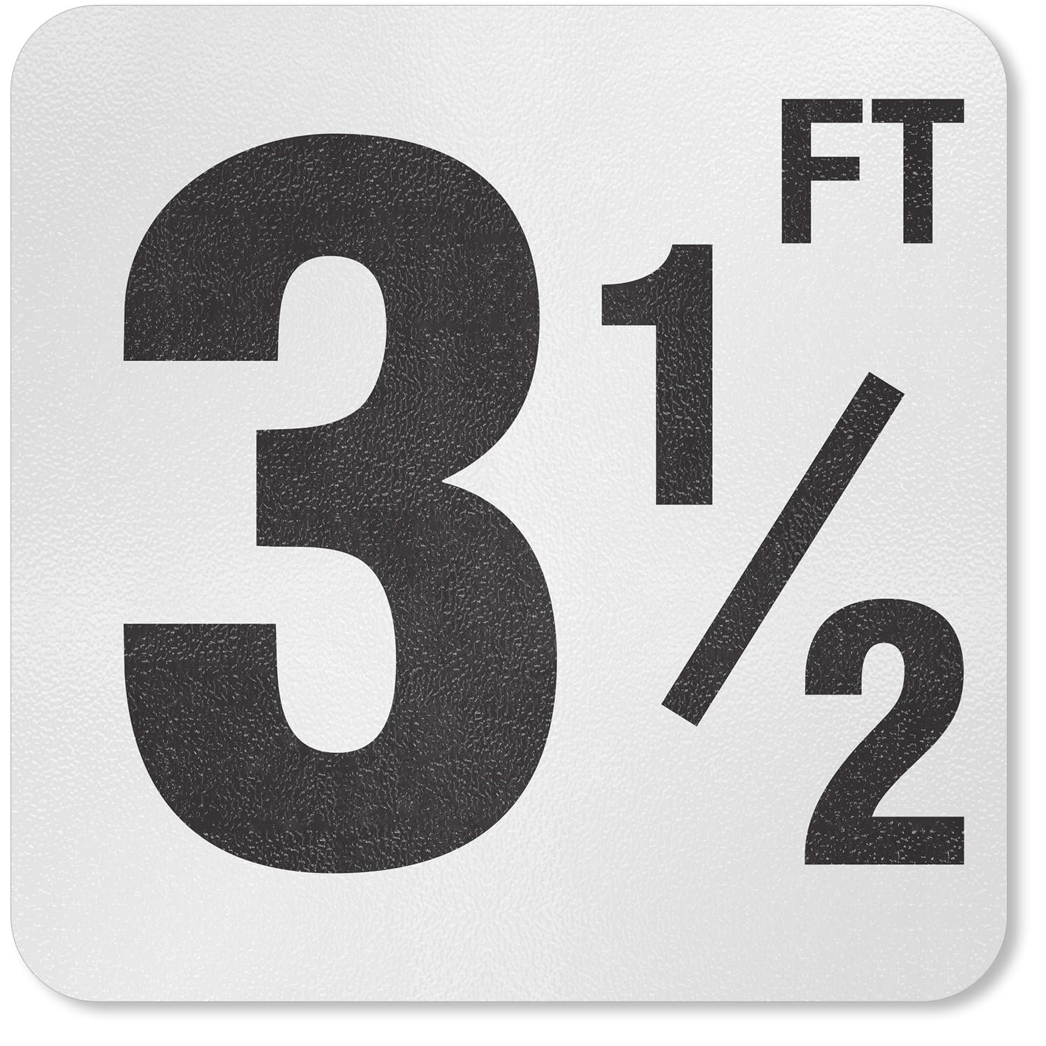 SmartSign â3 and 1/2 Ftâ Adhesive Pool Depth Marker/Sign, 4" Letter Height, 20 mil Laminated Vinyl with Anti-Skid Pebbled Surface, 5.75" x 5.75", Black and White, Made in USA