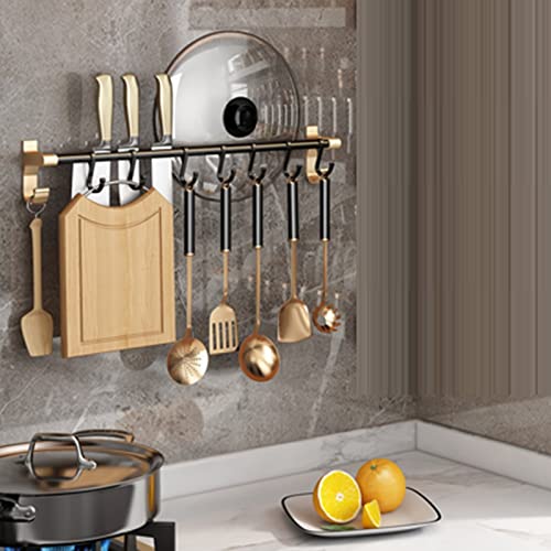 YEAPA Kitchen Rail No Drill Utensil Rail Adhesive Kitchen Hanging Rack with Hook Wall Mounted Space Aluminum for Kitchen Bathroom,60cm (Size : 50cm)