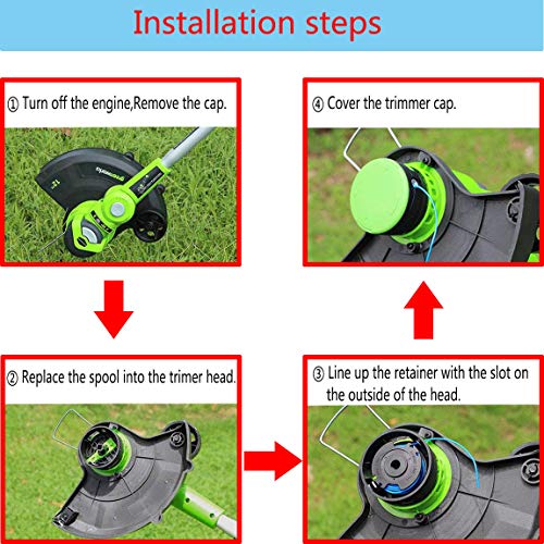 LIYYOO 29092 Replacement Trimmer Spool Line Compatible with Weed Eater String 24V and 40V Trimmer, Cordless Edger Spool Refills Parts(8 Spools, 2 Cap)