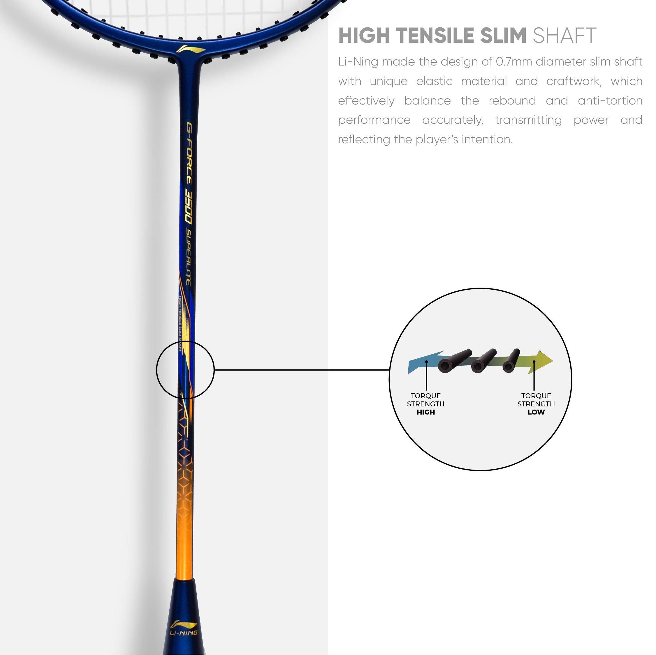Li-Ning G-Force Superlite 3500 Carbon Fiber Unstrung Badminton Racket with Full Cover (Navy, Red) (AYPQ094-5)