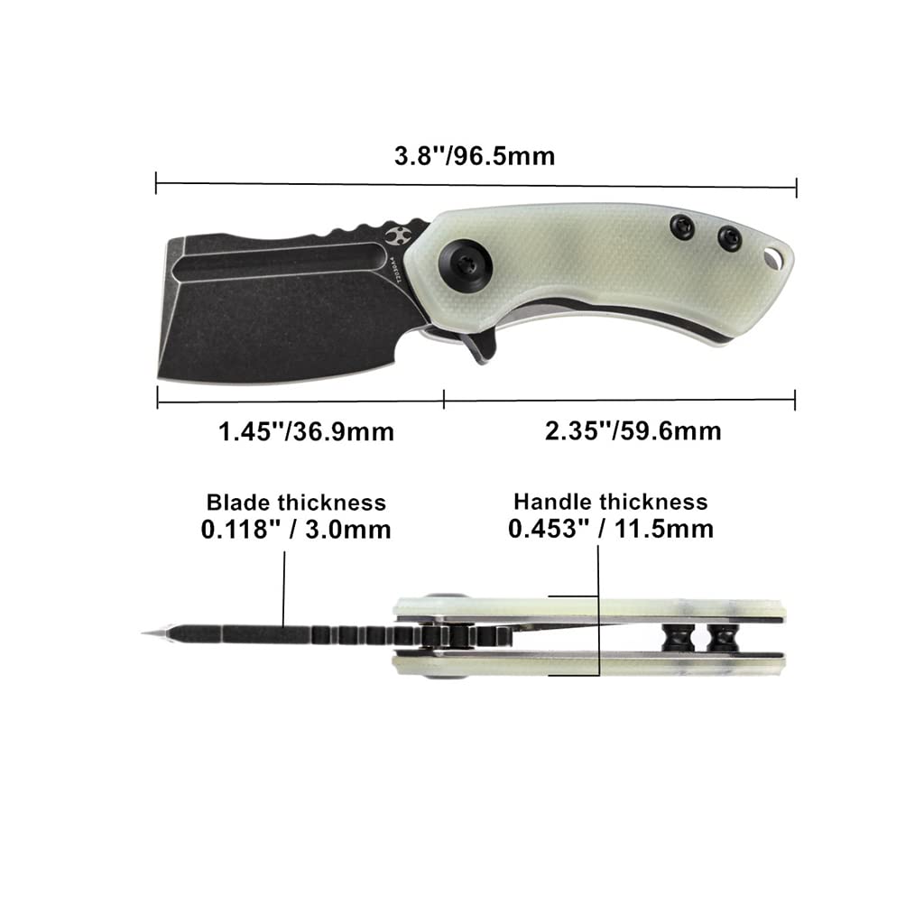 KANSEPT Knives Mini Korvid Cleaver Mini Pocket Knife Jade G10 Handle Kydex Sheath