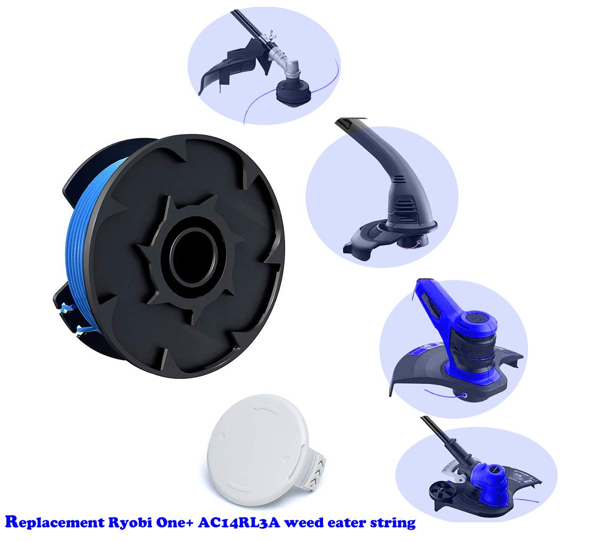 LEIMO KPARTS 0.065 String Trimmer Spool Line for Ryobi One+ AC14RL3A, 0.065" Autofeed Replacement Spools for Ryobi 18V, 24V, and 40V Cordless Trimmers (12 Pack)