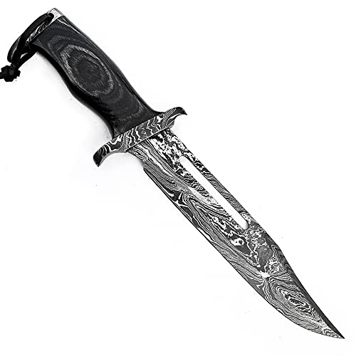 PAL 2000 HUNTING KNIVES KNI-9972 Handmade Damascus Steel 14.5 Inches Bowie Knife Dollar Wood Handle with Sheath