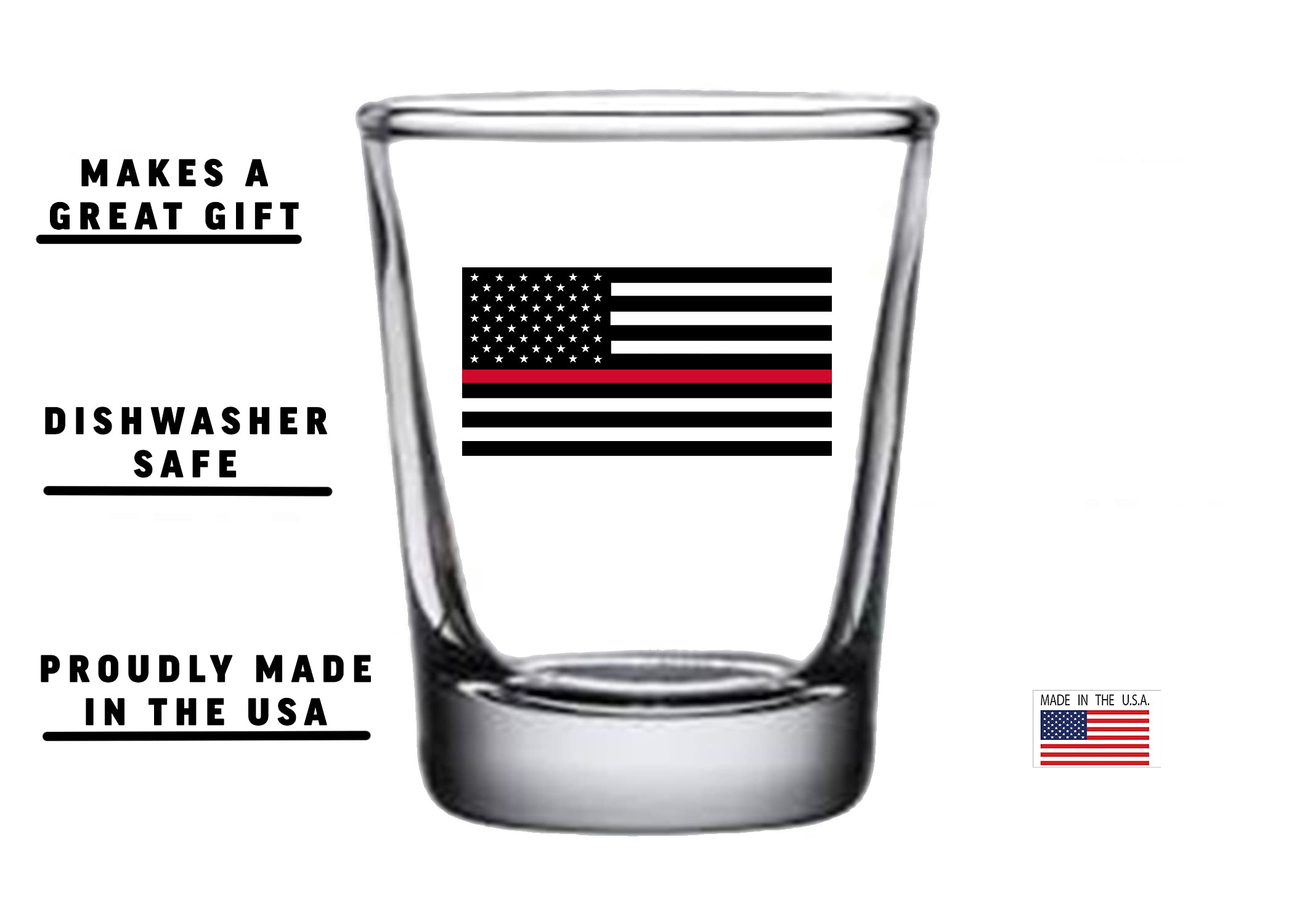 Rogue River Tactical Thin Red Line Shot Glass Gift For Fire Fighter Firefighter FD Fire Department