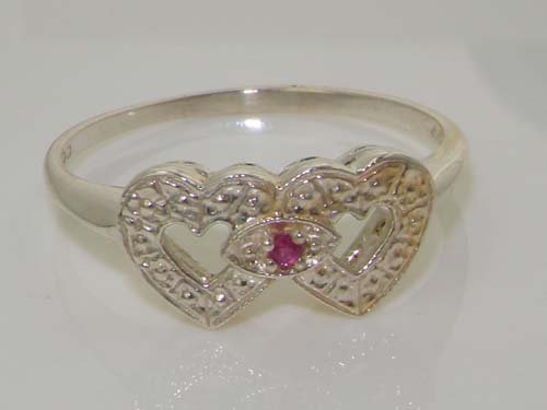 LetsBuyGold 925 Sterling Silver Natural Ruby Womens Sweetheart Ring - Sizes 4 to 12 Available