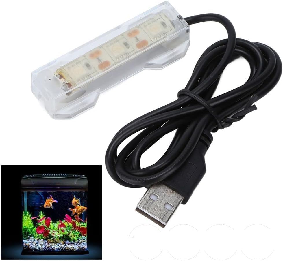 Xinjincang Blue Light Small Aquarium Led Light, Multicolor Led Fish Tank Light for Freshwater Plants Aquarium Accessories,Fish and Aquatic Pets, Pet Supplies, White