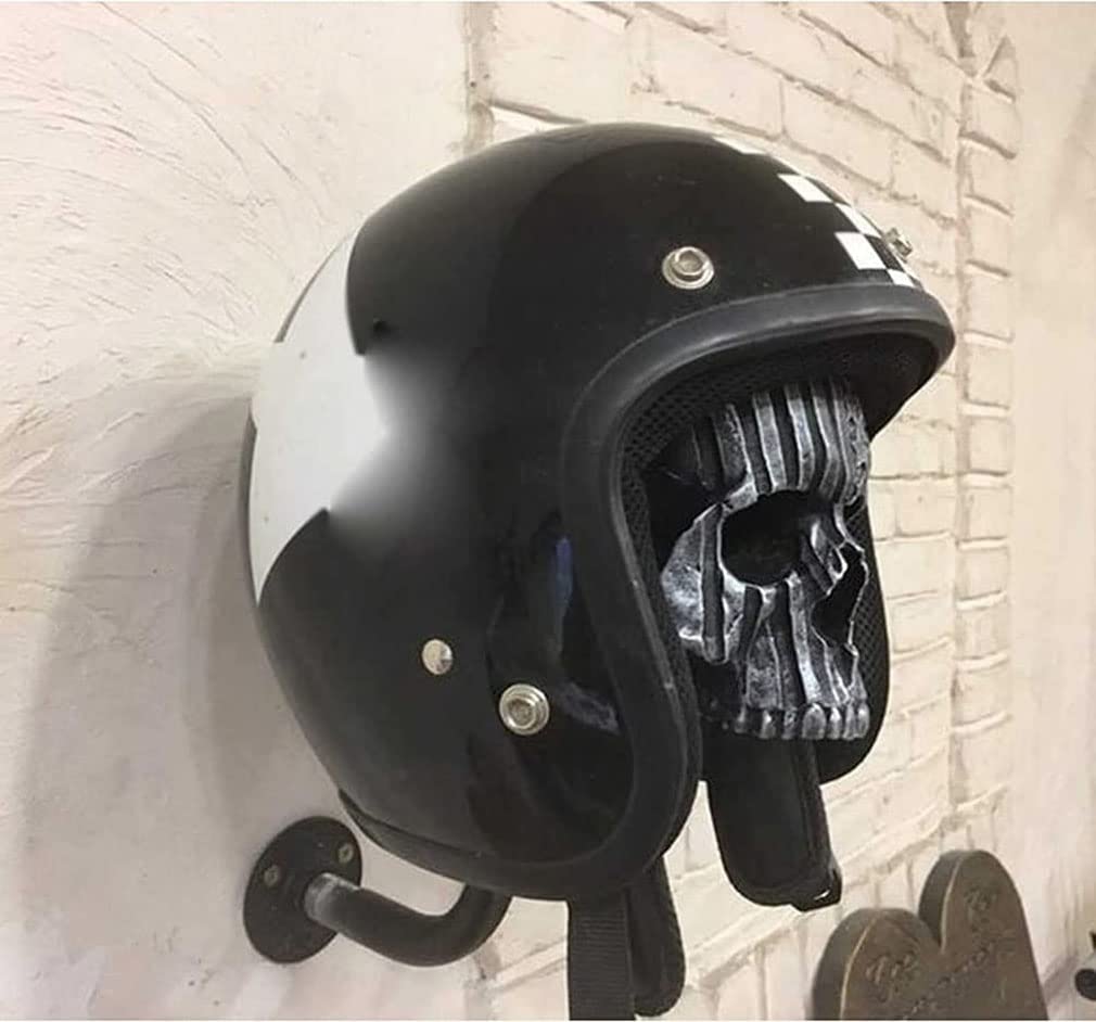 Personalized Cool Wall Mount Motorcycle Skull Helmet Holder, Skull with Beard-Helmet Rack,Removable Resin Crafts Motorcycle Helmet, Hanger for Bike, Baseballs and Rugby Helmet