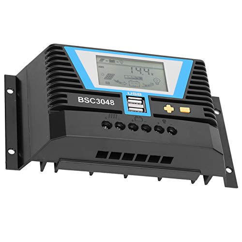 Walfront 40A Solar Charge Controller for Variety Batteries BSC3048 12V/24V/36V/48V Solar Panel Charge Controller Intelligent Regulator with 5V USB Port