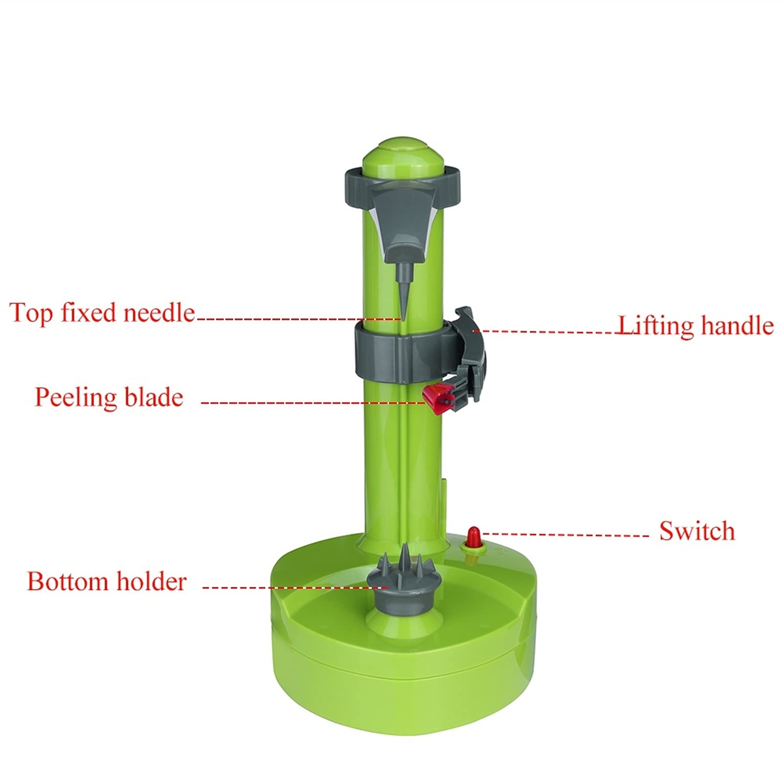 LKL Electric Potato Peelers Multifunction Spiral Apple Peeler Automatic Rapid Rotating Fruit Potato Peeling Machine for Home Restaurant (Color : Black)