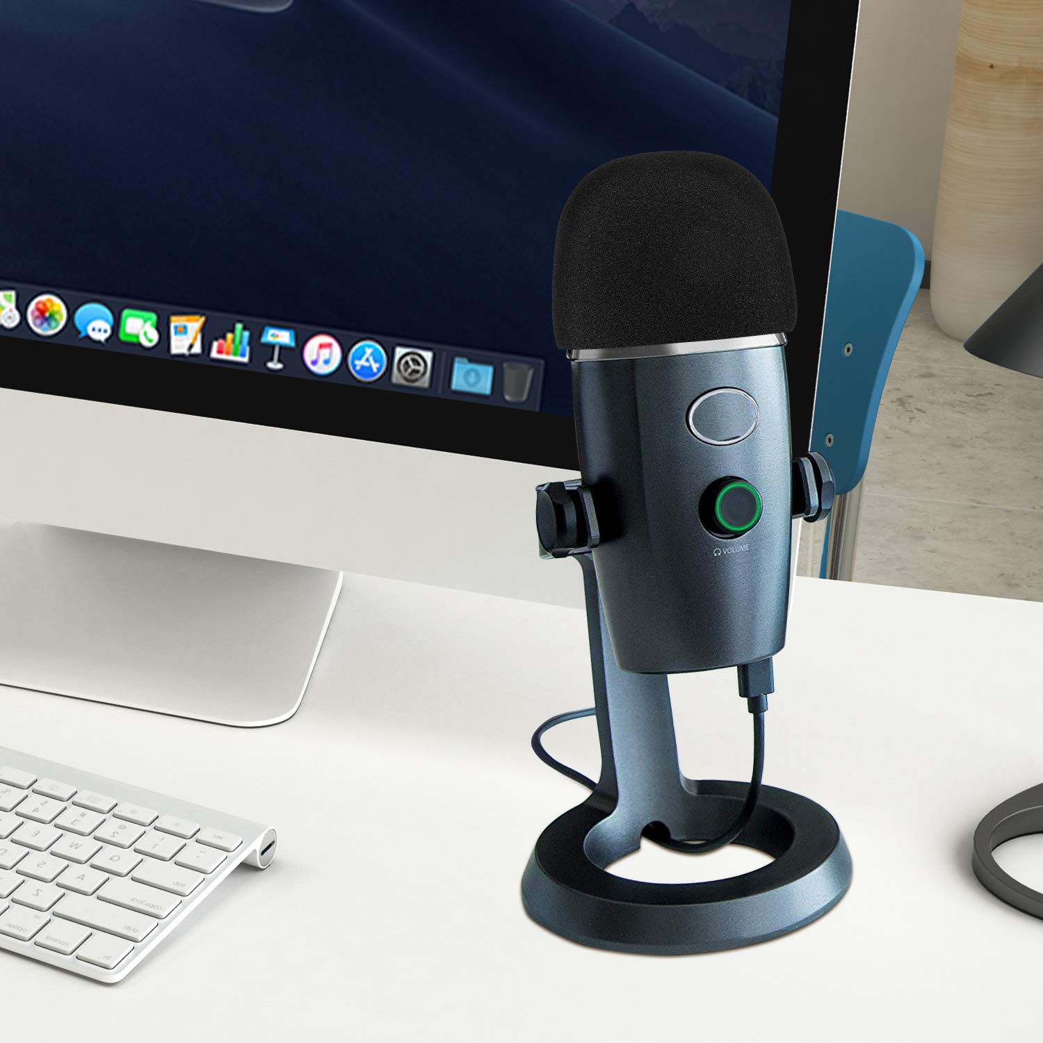 Mic Windscreen Cover Pop Filter Compatible with Blue Yeti Nano,ChromLives Furry Windscreen Cover + Mic Foam Wind Cover Compatible with Yeti Nano (Furry & Foam Combo 2Pack)