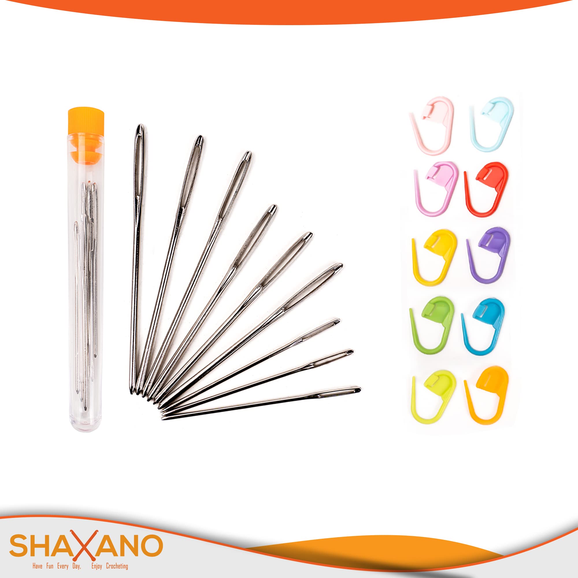 SHAXANO Crochet Hooks Set 2mm (B) - 10mm (N), Extra Long Crochet Needle with Ergonomic Soft Grip, 14 Sizes Crochet Hooks Kit for Beginners and Arthritic Hands
