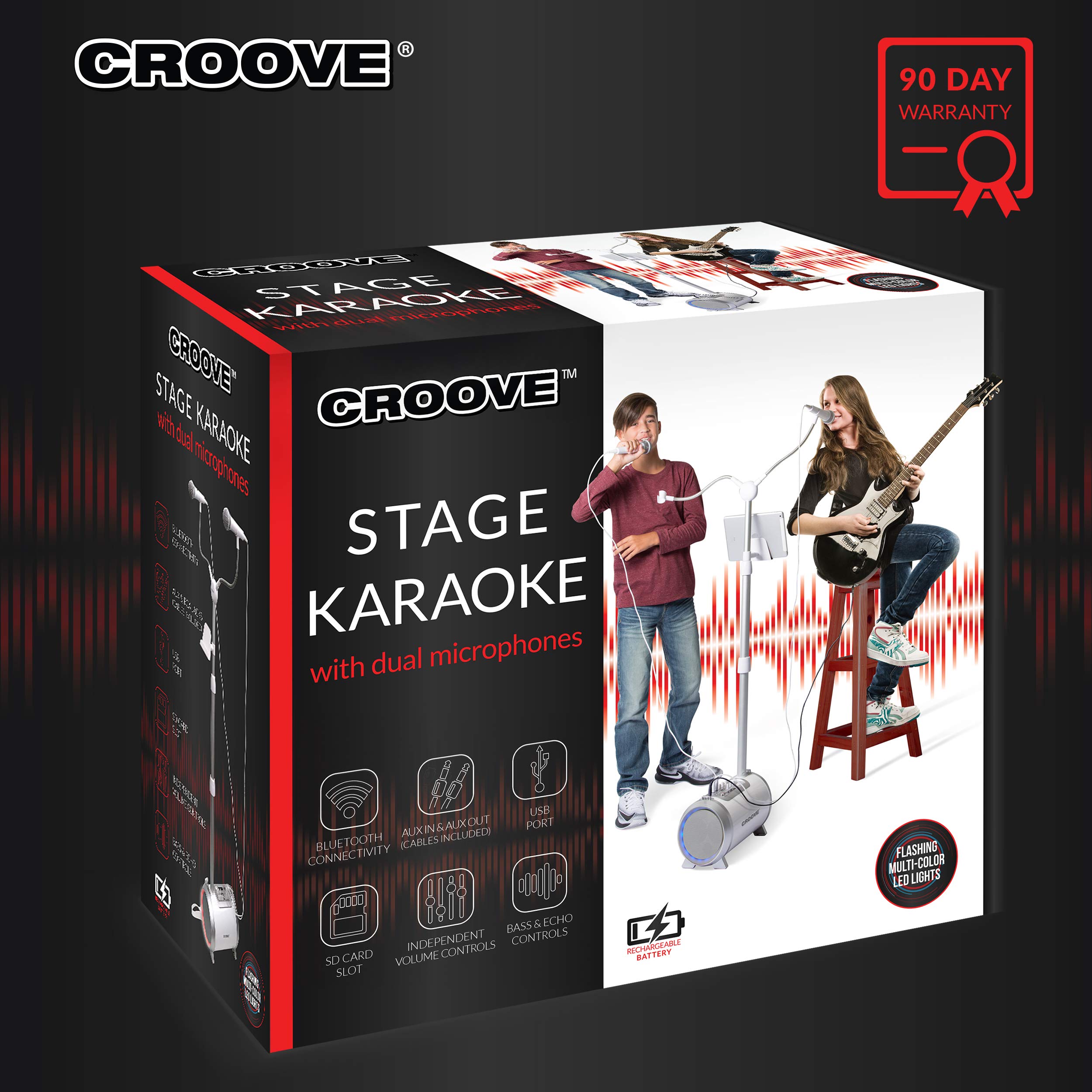 Karaoke Machine for Adults and Kids with 2 Microphones β Potable Karaoke Machine with Stand β Professional Wireless Machine Supports USB, AUX, SD, and Bluetooth