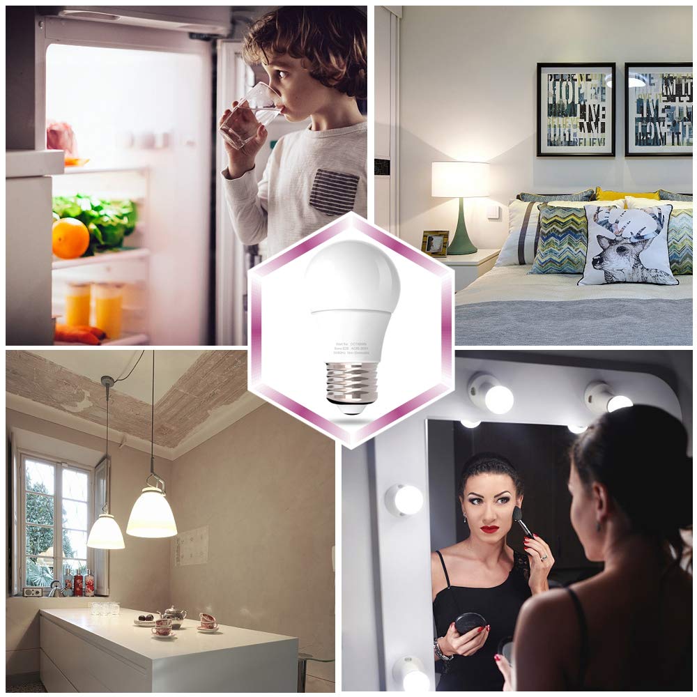 Lifeholder LED Refrigerator Light Bulbs, A15 5W 6000K Daylight Bulbs, E26 LED Bulb 120V 45W Equivalent Waterproof Fridge Bulbs, Energy Saving Bulbs for Home; Kitchen Lighting, Non-Dimmable (4 Packs)