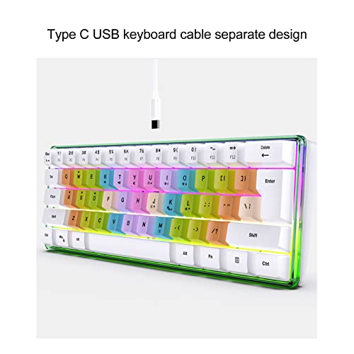 YEmirth Gaming Keyboard 61 Keys Mechanical Keyboard RGB Backlight Colorful Keycaps Mini Wired Mechanical Keyboard