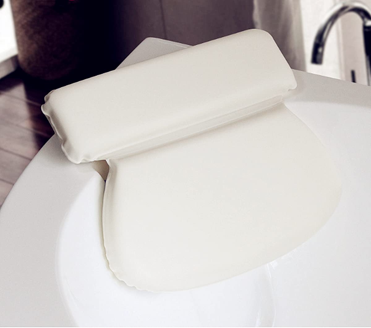 Yhanbelle Ergonomic Bath Pillow, Relaxing Spa Tub Cushion,Waterproof Bathtub Head Neck Support with 5 Non-Slip Suction Cups,Fits Curved or Straight Back Tubs