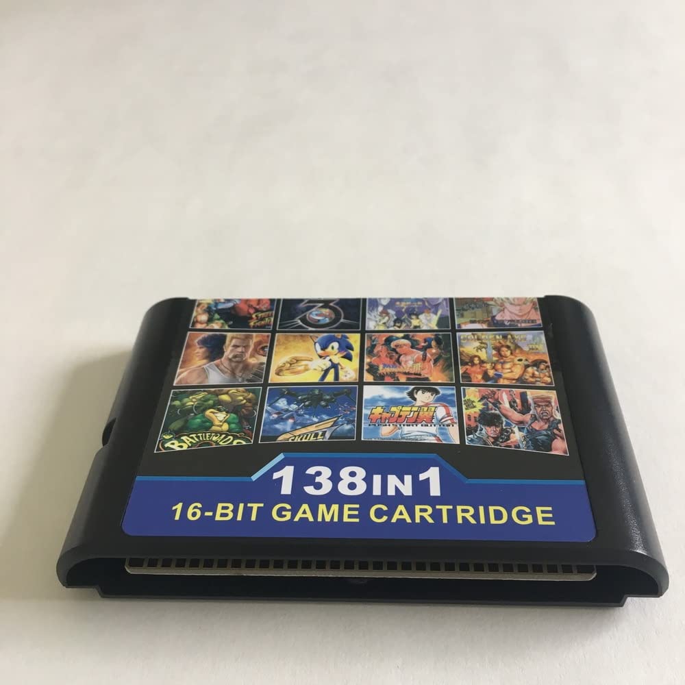 The 138 in 1 Game Cartridge 16 Bit MD Game Card For Sega Mega Drive For Sega Genesis and for Original Console (Black)