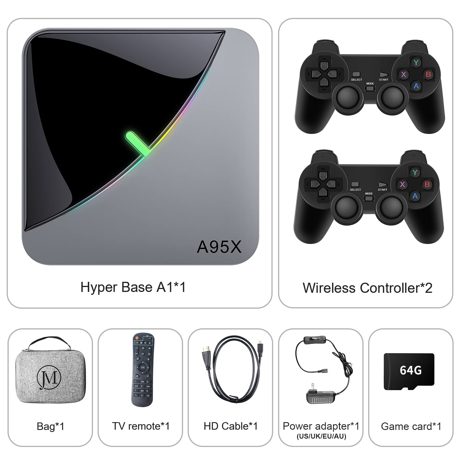 Retro Game Console X3 with built in 45,971 Classic Games, Emulator Console with EmuELEC 4.5 Game System, Plug and Play Video Games for TV, Video Game Console Preload 76 Emulators, S905X3 Chip