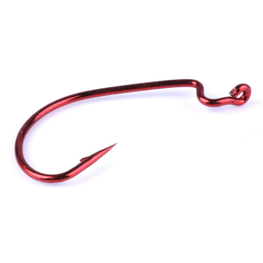 mogen886 50Pcs Durable Carbon Steel J-Shaped Barb Jig Hooks Fishhooks Fishing Tools for Outdoor Multi