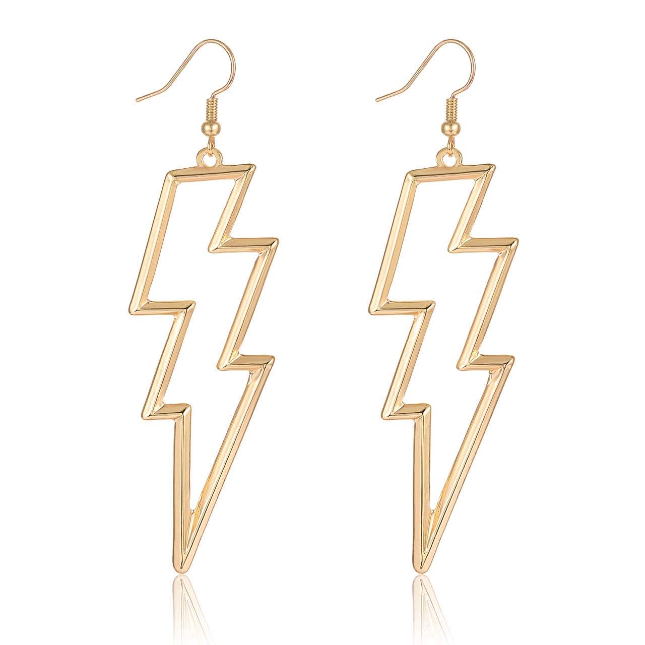 Lightning Bolt Drop Dangle Earrings For Woman Statement Flash Thunder Hook Earrings Punk Fashion Jewelry (Gold)