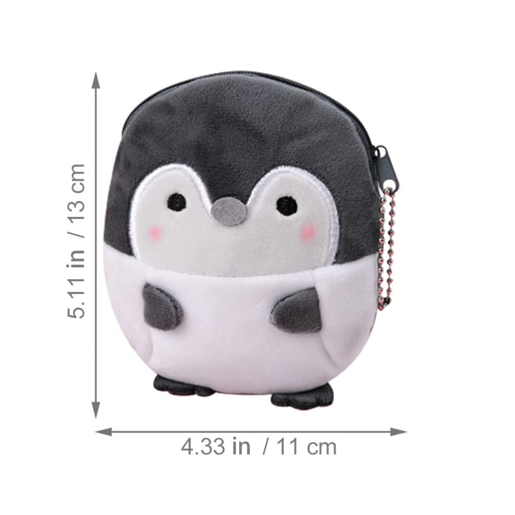 NUOBESTY Penguin Plush Coin Purses Penguin Cartoon Coin Bags Plush Penguin Animal Change Purses, 2 Pcs ( Grey )