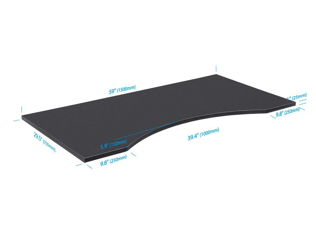 Monoprice Table Top 5 Feet Wide - Black Custom Sized for Sit-Stand Height Adjustable Riser Desk - Workstream Collection
