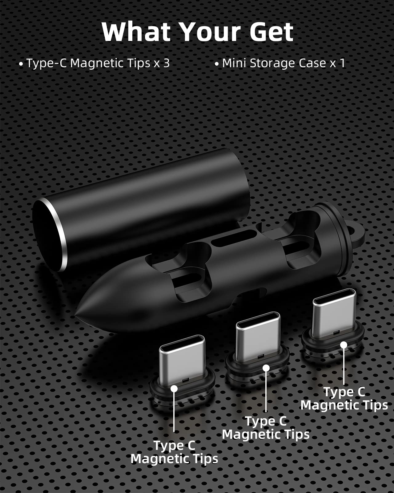 YKZ USB C Magnetic Tips 3pcs, 7 Pin Magnetic USB C Adapter Head with Connector Organizer Compatible USB C Magnetic Charging Cable