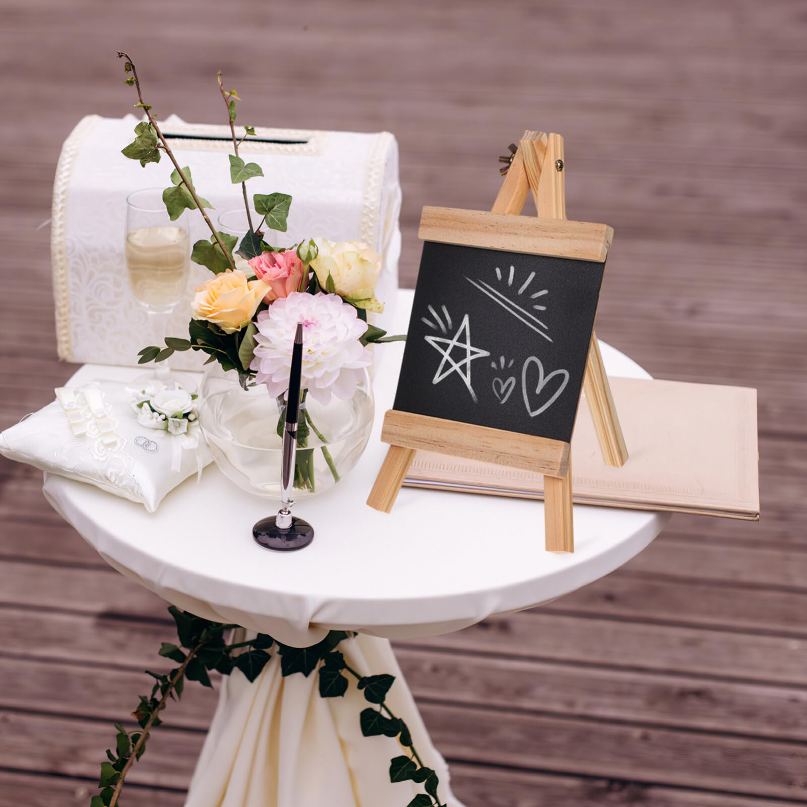 MAGICLULU 1 Set Framed Tabletop Chalkboard Sign Wooden Framed Standing Chalkboard Small Countertop Blackboard for Restaurant, Cafe, Dining Table, Wedding, Office