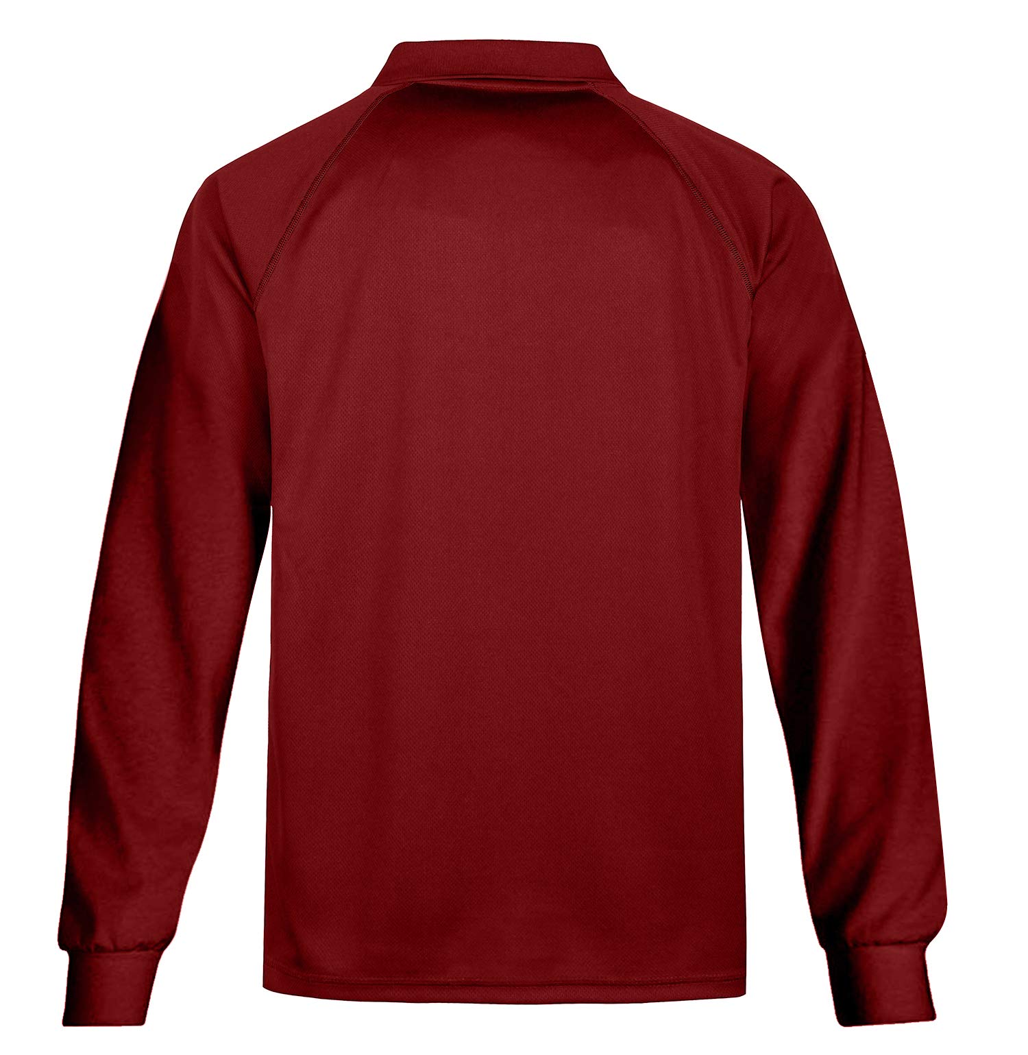 MOHEEN Men's Long/Short Sleeve Moisture Wicking Performance Solid Golf Polo Shirt with Pocket (Wine Red, 2XL)