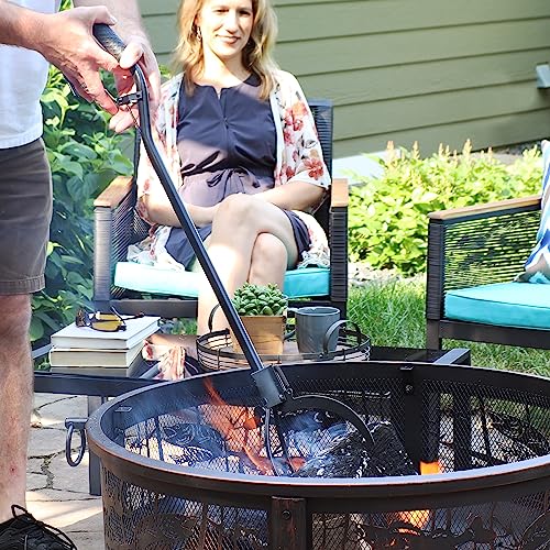 Sunnydaze 36-Inch Log Grabber Tongs - Outdoor/Indoor Tool Use - Spring Lever Action - Black