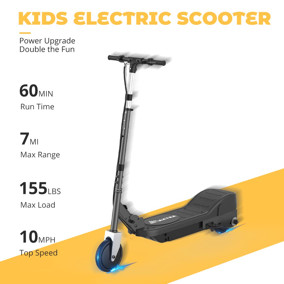 MAXTRA Electric Scooter for Kids Ages 6-12, 60 Mins Long Battery Life, Foldable & Adjustable Handlebar Height