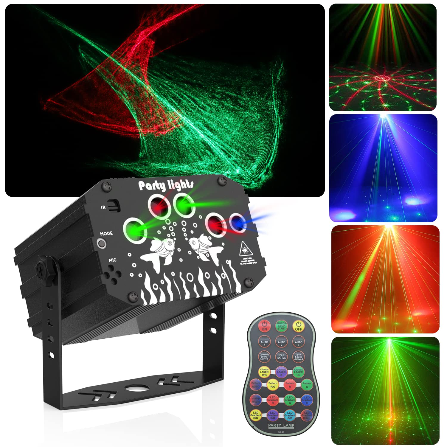 Party Lights DJ Disco Stage Light, BESFAN Sound Activated with Remote Control Strobe Laser Light for Birthday Halloween Decorations