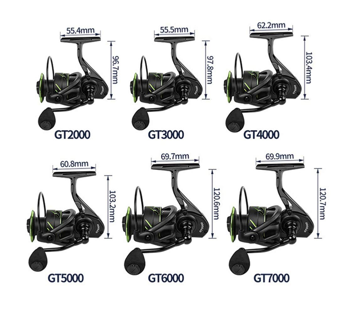 LLJPYX7L Fishing Reel Black, 14 Stainless Steel Bearings are Rugged for Beginners use Left and Right Interchangeable for Ocean, Lake, River, Beach (Size : 3000)