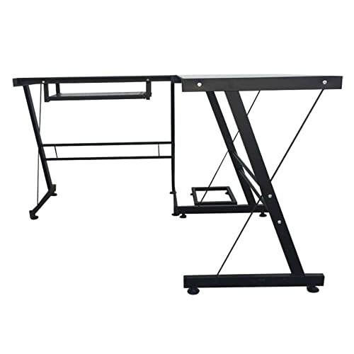 L-Shaped Computer Desk with Keyboard Tray, Large Modern Durable Workstation, Stalinite Splicing Office Desk Adjustable Height for Spaces Saving