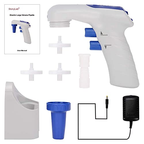 stonylab Motorized Pipette Controller, Electronic Large Volume Pipettor Motorized Electronic Pipette Controller Pipette Filler Pipet Controller, Lightweight Rechargeable, 110-220V