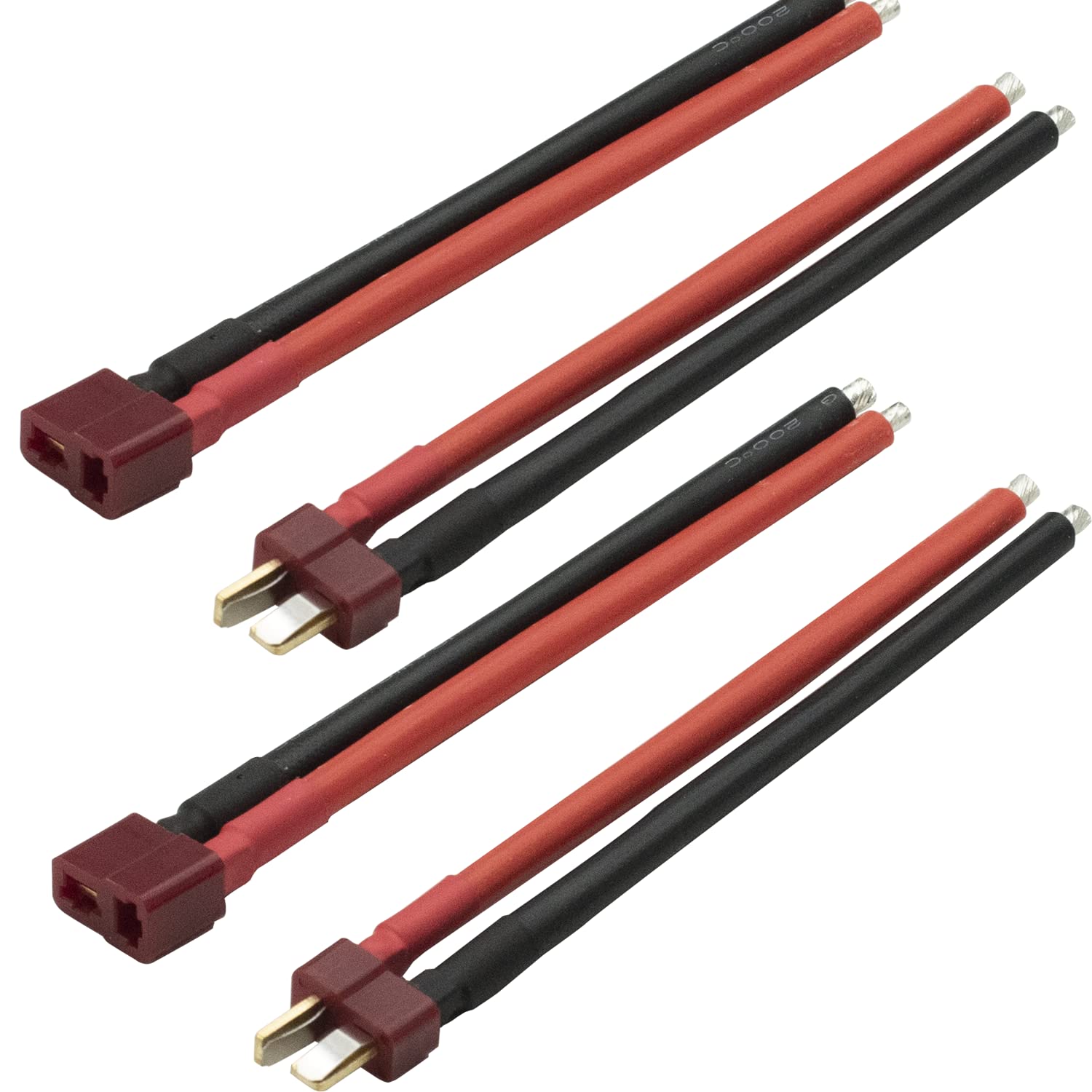 KiiMos 4Pcs Deans T Male & Female DIY Cable, T Plug Soft Silicone Wire Cable for RC Airplane Quadcopter FPV Drone Lipo Battery ESC