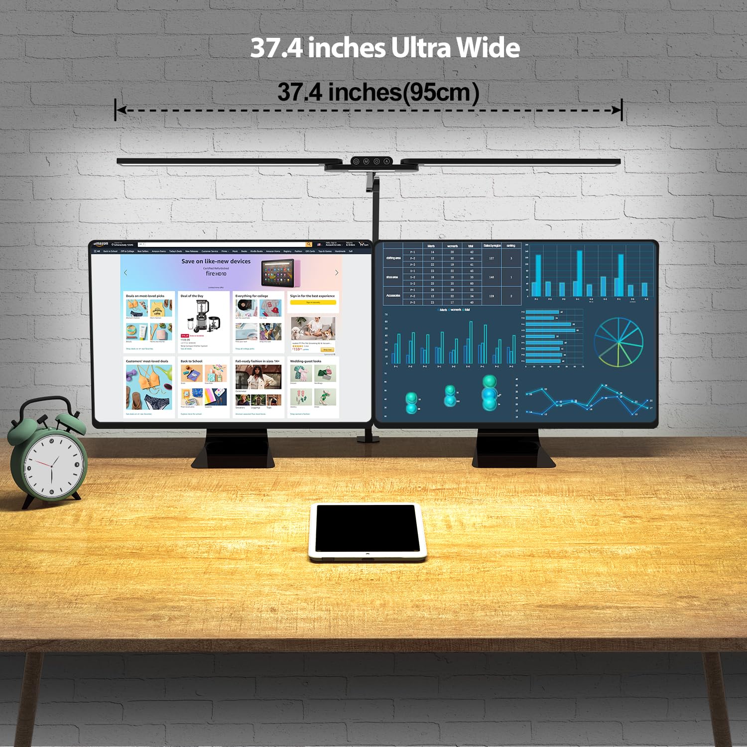 Niulight Transformable LED Desk Lamp, 37.4" Architect Desk Light with Clamp, 3 Light Bars for Home Office, 24W Ultra Bright Auto Dimming 5 CCT Modes & 5 Brightness Levels Table Light for L Shaped Desk