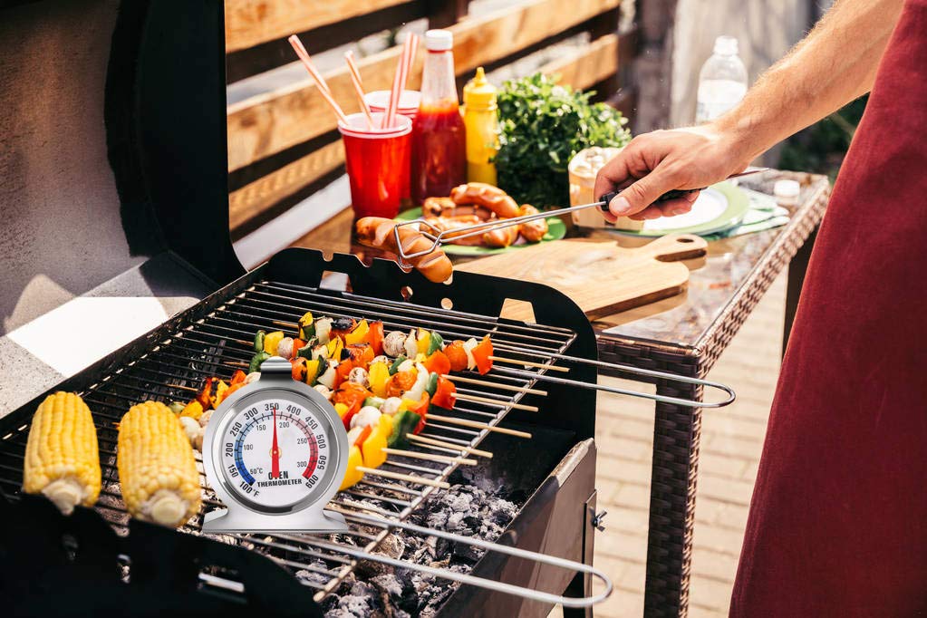Oven Thermometer Oven Grill Fry Chef Smoker Thermometer Instant Read Stainless Steel Thermometer Kitchen Cooking Thermometer with Hook and Panel Base Hang For Kitchen Home Cooking Baking BBQ (2 Pack)
