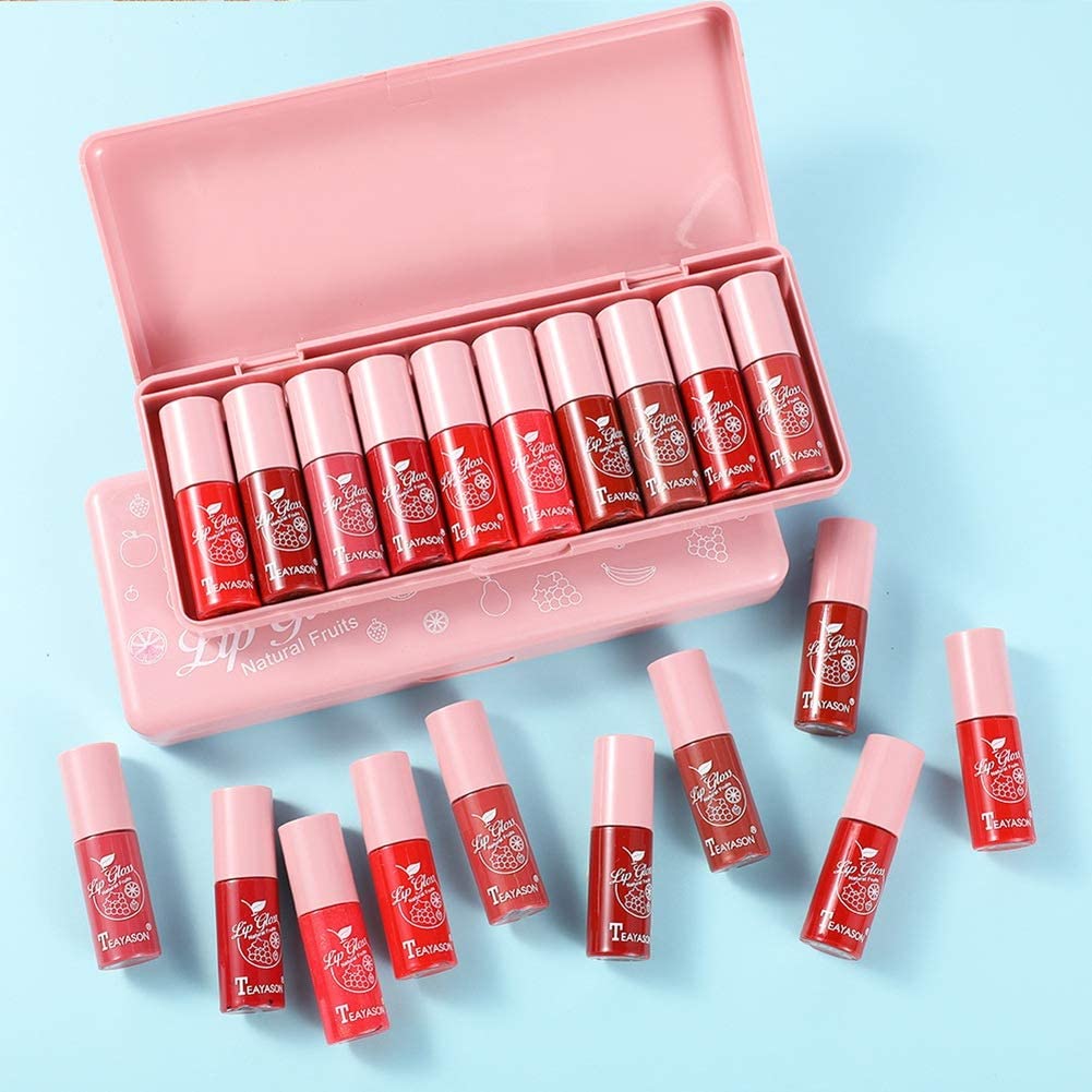 YIXIXI Korean Makeup Glitter Clear Llip Gloss Oil Set 10-Color Long Lasting Waterproof Lip Glaze Kit