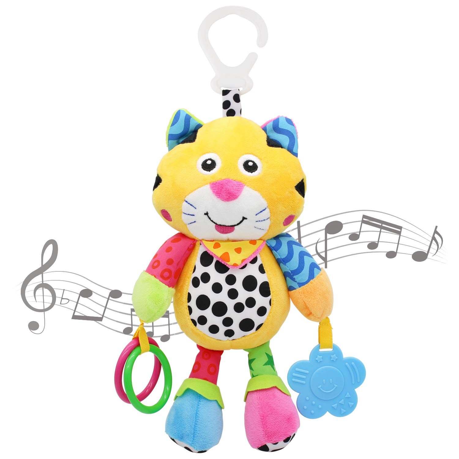 MARUMINE Baby Car Seat Toys with 24 Music and Teether for Newborn (Tiger)