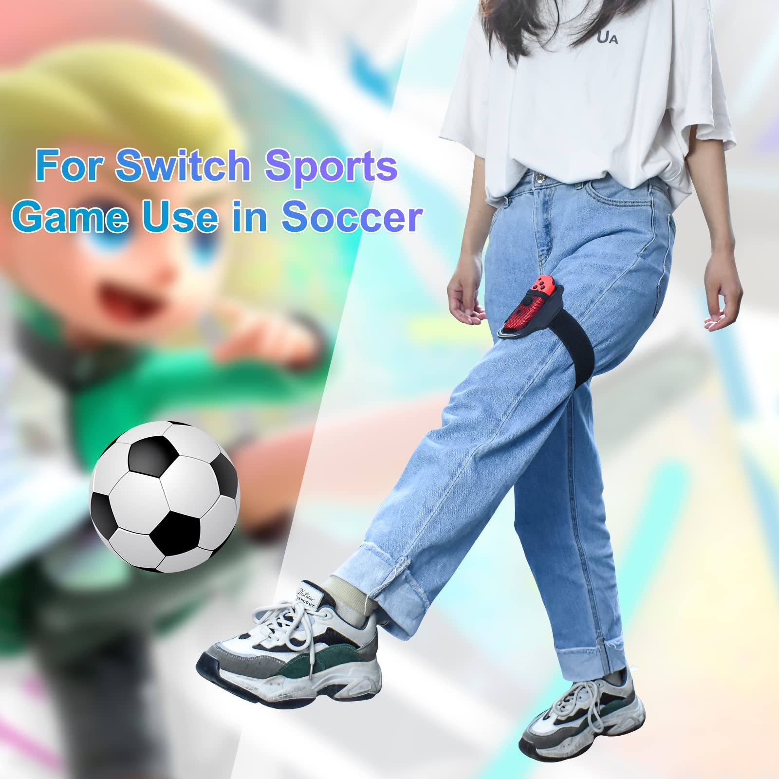 Leg Band Strap for Nintendo Switch/Switch OLED Ring Fit Adventure Game/Switch Sports Play Soccer 2022, Adjustable Elastic Sport Movement Leg Band- 2 Pack