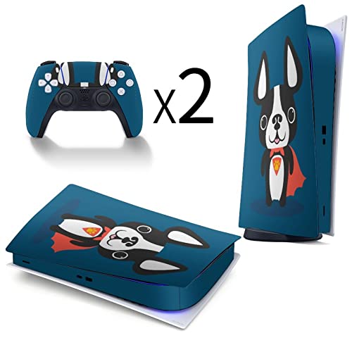 Super Dog Animal Full Protective Skin Cover Design Wrap Decal Sticker Compatible with PS5 Digital Edition Console and Controller
