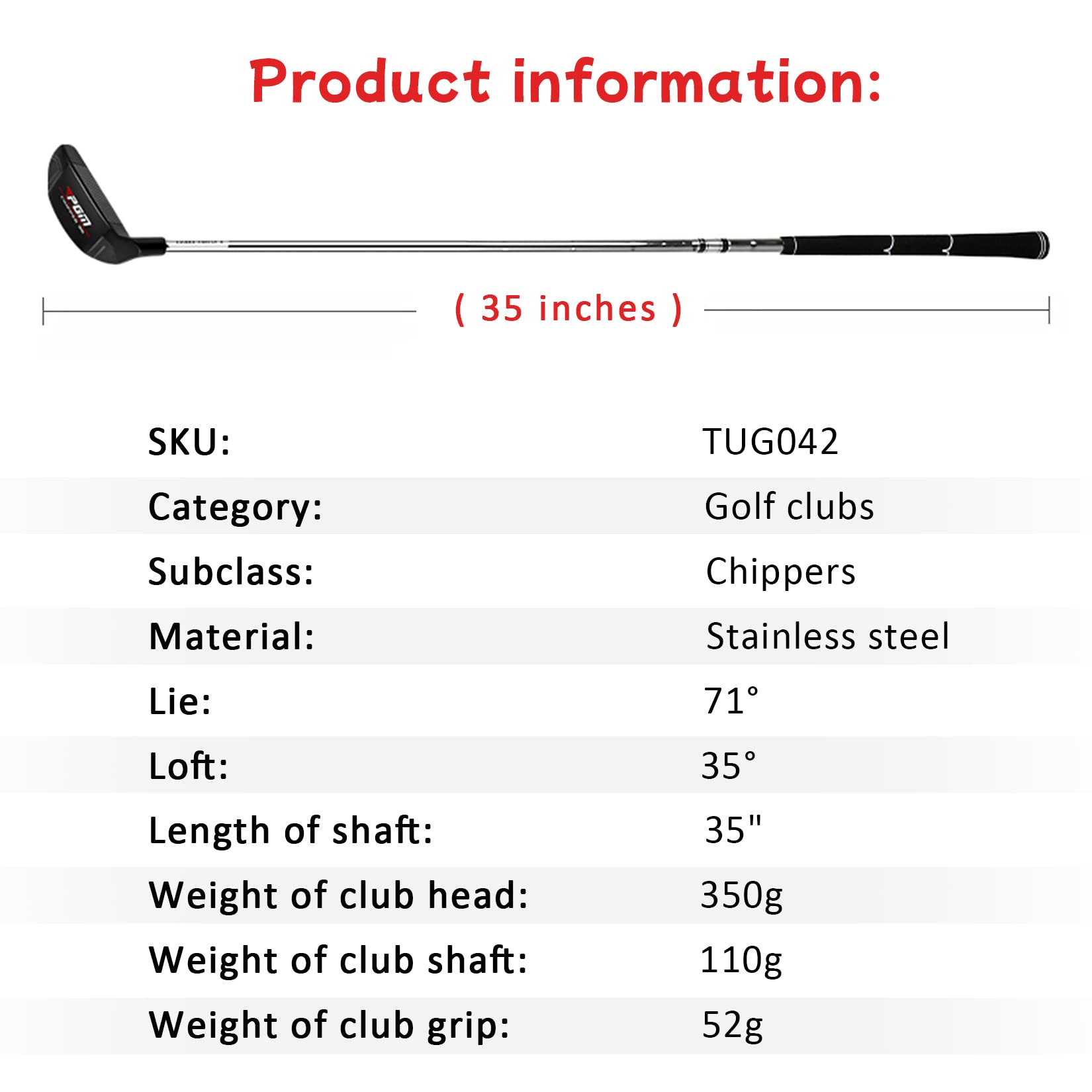 PGM Golf Club Chippers, Blade Putters for Men & Women - Easy Flop Shots β Legal for Tournament Play, Quickly Cuts Strokes from Your Short Game 35 Degree