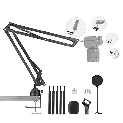 NEEWER Microphone Arm Mount, Suspension Arm Mount with Upgraded C-Clamp, Pop Filter, 3/8"-1/4" and 3/8"-5/8" Adapter, Mic Clip, Compatible with Blue Yeti Nano Snowball Ice