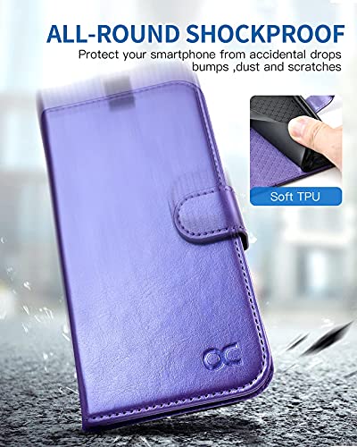 OCASE Compatible with iPhone 13 Pro Max Wallet Case, PU Leather Flip Folio Case with Card Holders RFID Blocking Stand [Shockproof TPU Inner Shell] Phone Cover 6.7 Inch 2021 (Purple)