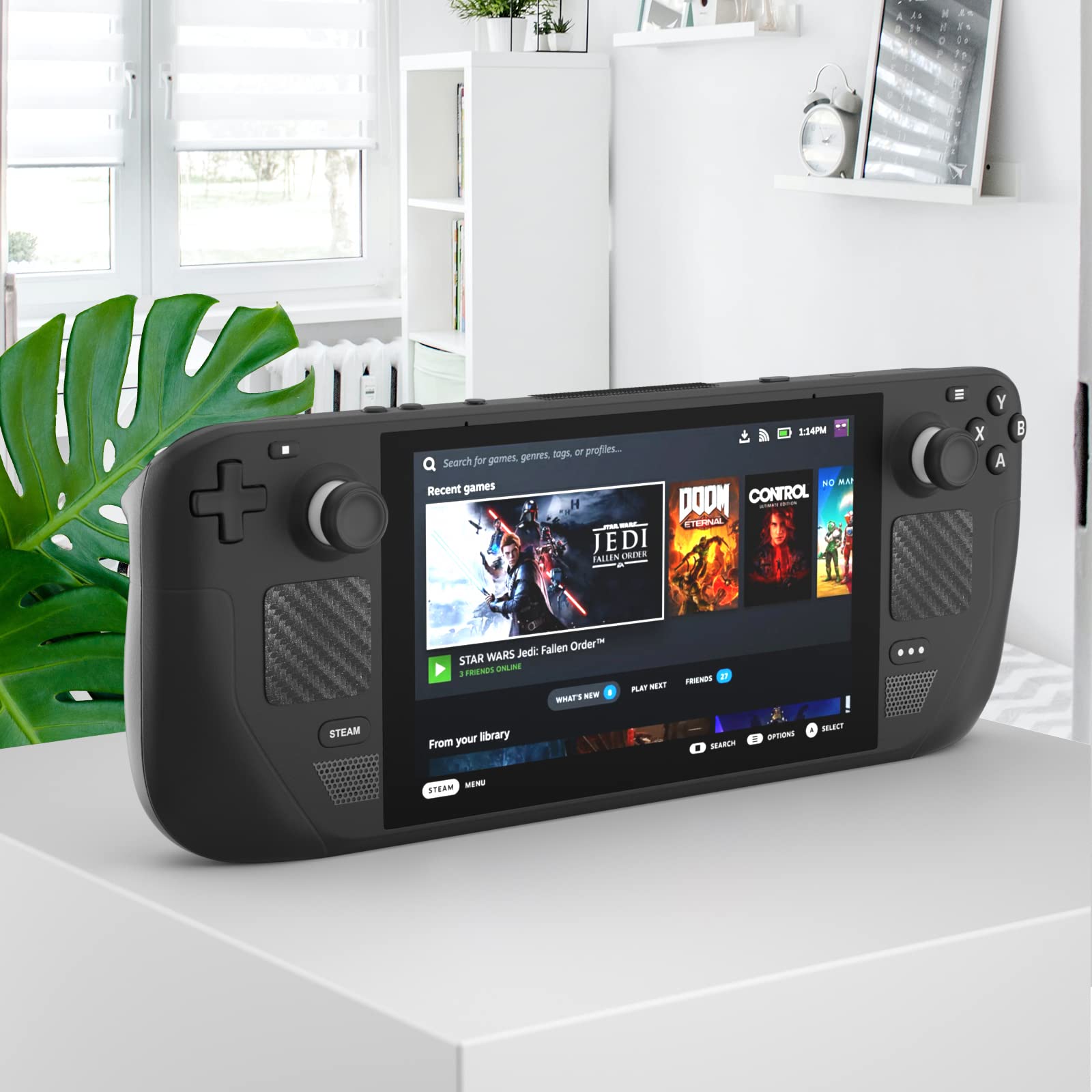 Steam Deck Accessories, Steam Deck Dust Plugs, Steam Deck Touch Protector, Steam Deck Conductive Silicone Thumb Grip Caps, Vent Dust Filter Cover with Trackpads Skins - 9 in 1