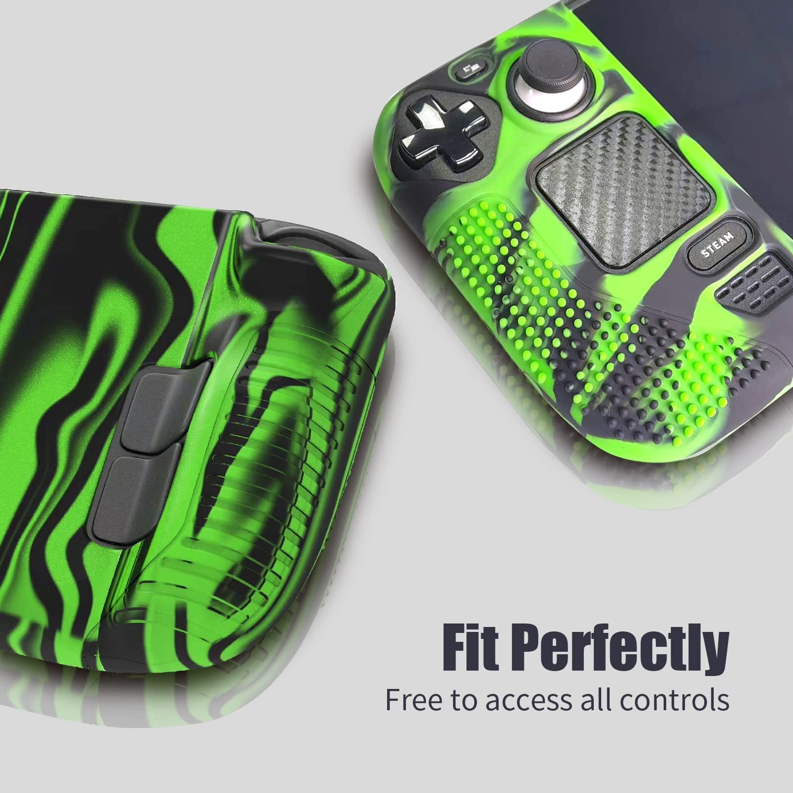 Steam Deck Camouflage Blue Silicone Cover - Full Body Protective Case, Enhanced Grip & Comfort, Cooling Vents Accessible, Ideal for Gaming - Blue