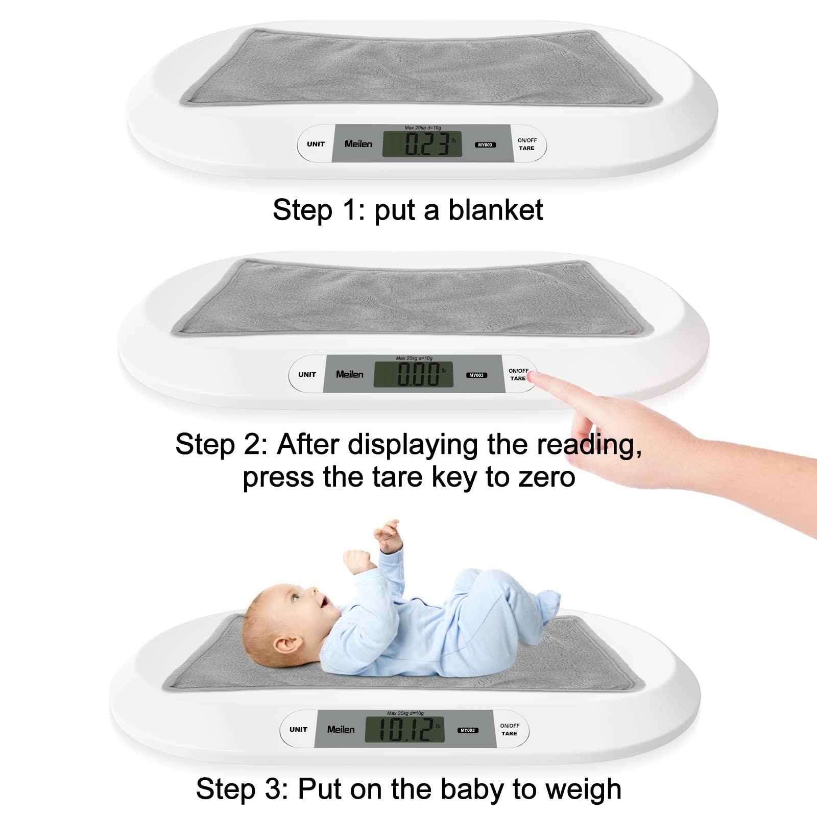 Meilen Pet Scale,Multi-Function Baby Scale 20kg 3units lb/kg/st for Baby Weight Toddler Health Infant Scale ABS Safety Material