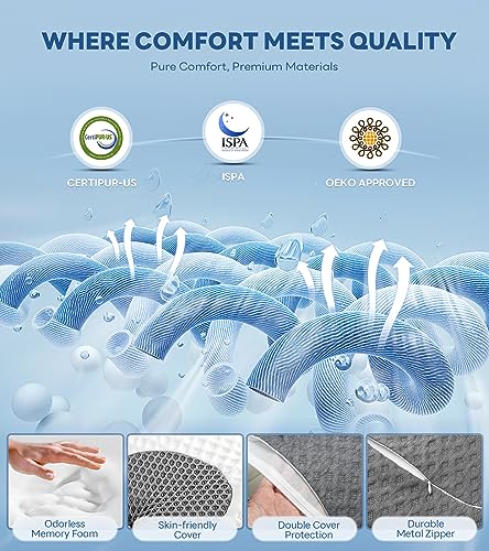 No More Aches Neck Pillow for Pain Relief, Adjustable Cervical Support with Armrest, Odorless Ergonomic Contour Memory Foam Pillows,Orthopedic Bed Side Back Stomach Sleeping