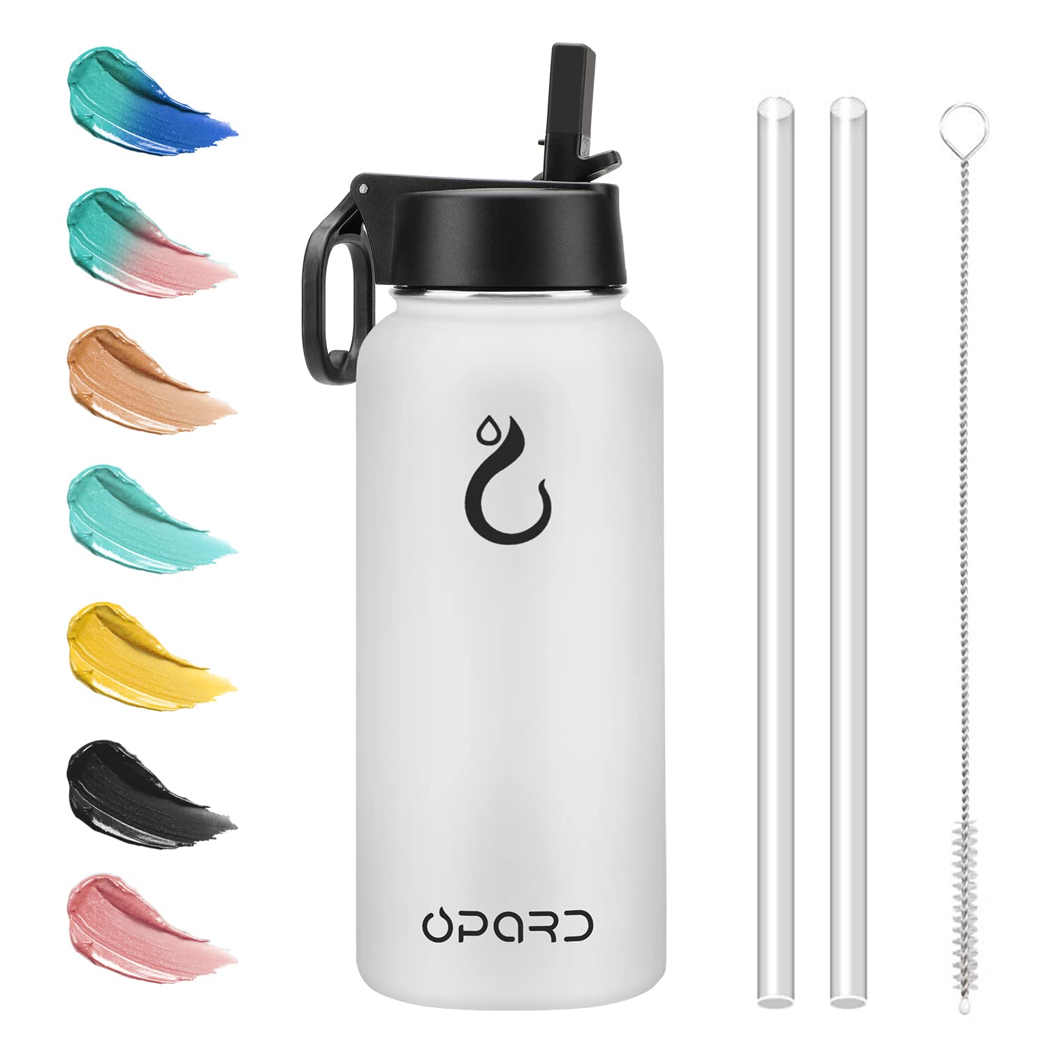 Opard Stainless Steel Water Bottle, 32 oz Vacuum Insulated Double Walled Leak Proof Sports Water Bottle with Straw for Gym Travel Camping