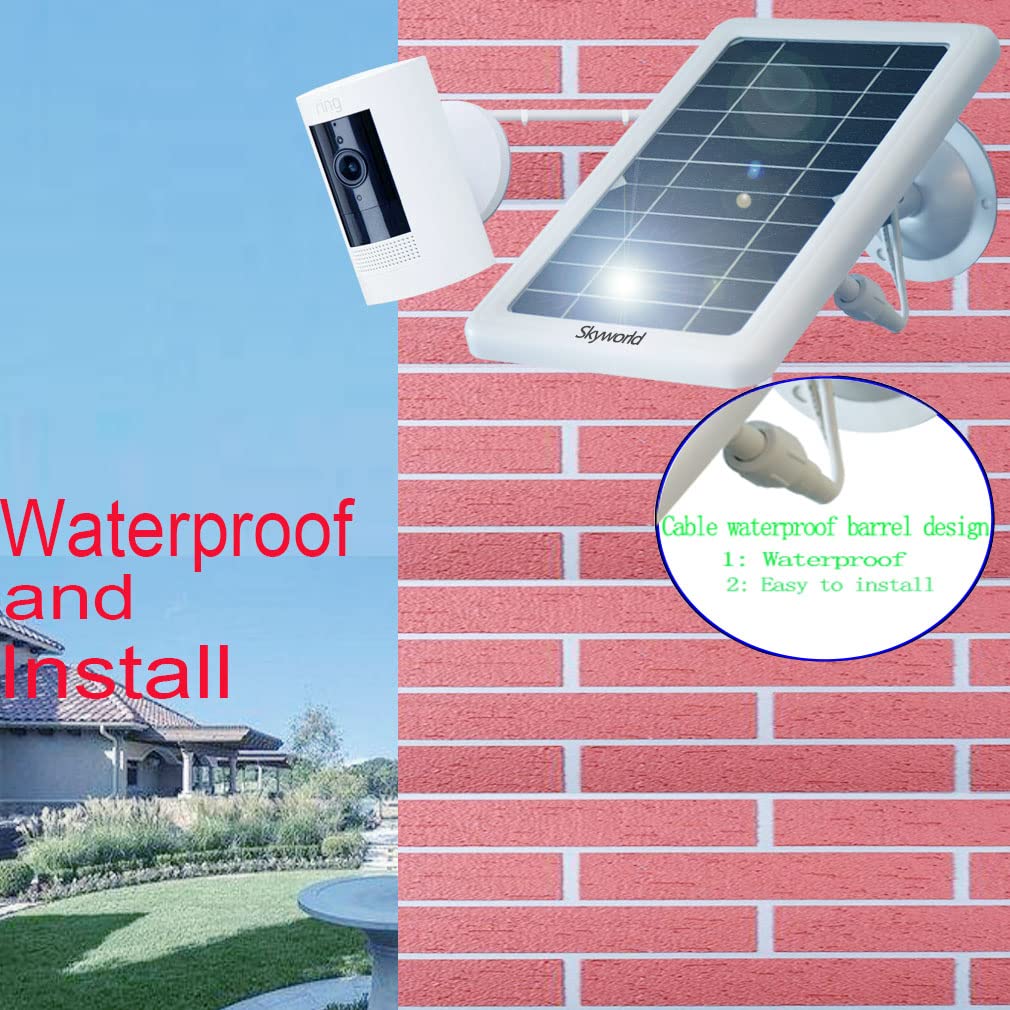 Solar Panel Charger for Ring Spotlight Camera, Ring Stick Up Camera,5 V 4.5 W Output Fast Charging,DC 3.5 Ring Special Connection Charging Port (White 1 Pack)